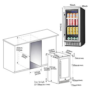 BODEGA Beverage Refrigerator Cooler,15 inch drink fridge under counter,100 cans mini Fridge with Glass Door for Soda Beer,Wine,Beverage Cooler for Home,Kitchen, Bar or Office.
