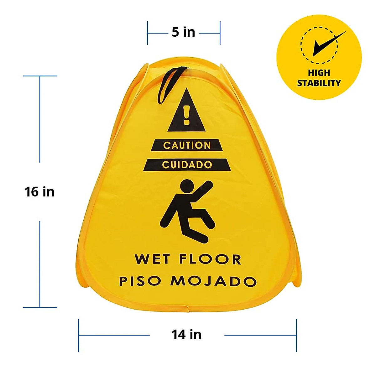 3 Pack Pop-up Caution Wet Floor Sign 16in for Restaurant, Commercial and Industrial Safety
