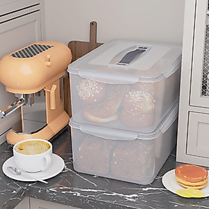 Julyeen 6 Packs Large Plastic Airtight Rectangular Food Storage Container, 15L/33 Lbs, Kitchen Pantry Dry Food Cat/Dog Food Storage Containers Set, Proof Dough Containers, Bread Box