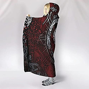 Khcbts Hooded Blanket Viking Fleece Throw Blanket with Hood Wearable Hooded Throw Blanket for Watch TV White 60x80 inch