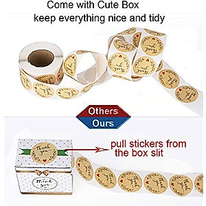 1.5" Thank You Stickers, Kraft Paper 500 Labels Per Roll, 6 Colors Available