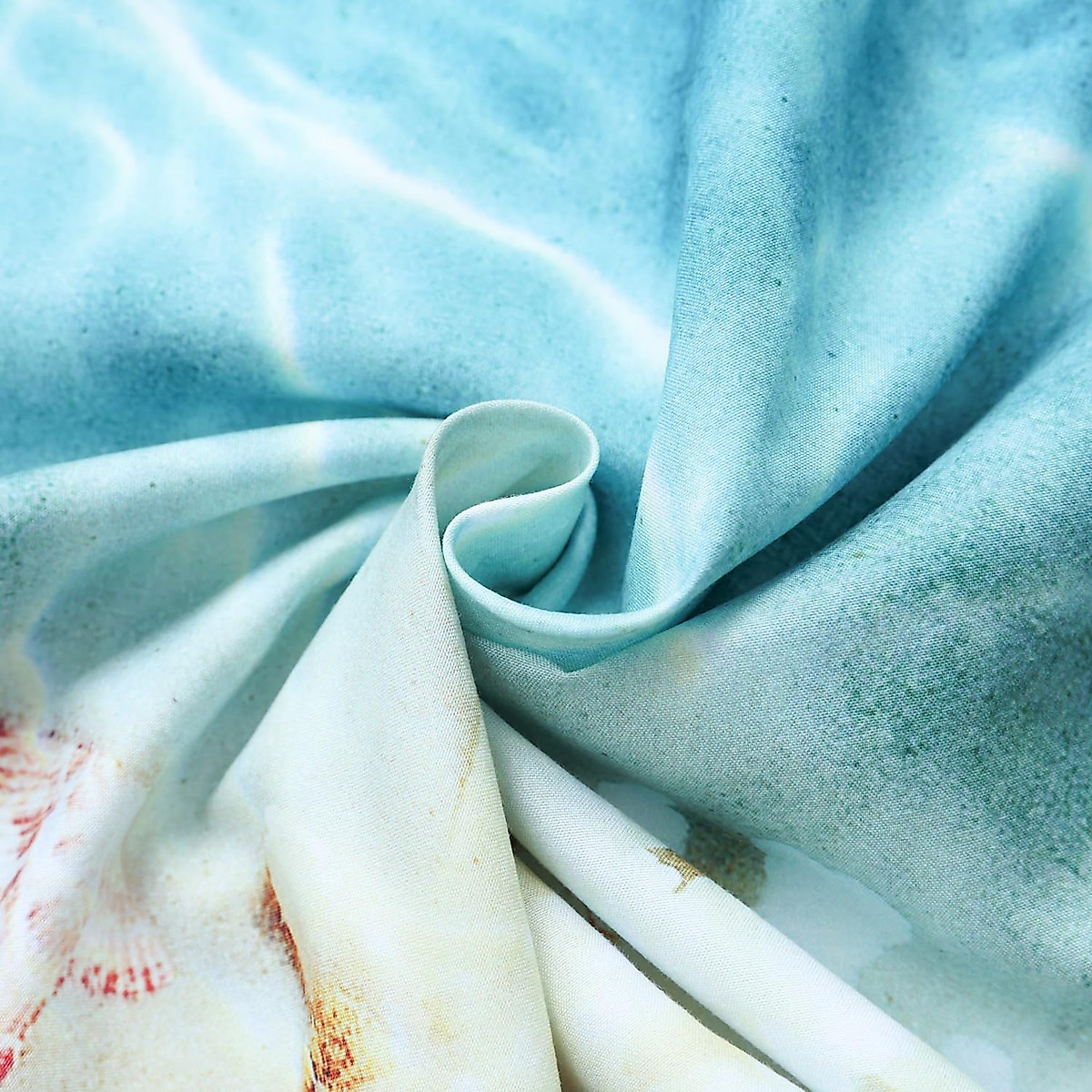 Beach Duvet Cover King, 3 Pieces Soft Lightweight Microfiber Duvet Cover Set, 3D Beach Ocean Bedding Comforter Cover Set with Zipper Ties, 1 Duvet Cover and 2 Pillowcases, No Comforter