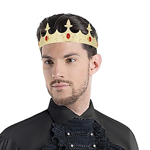 Generic King Crowns Metal Hair Band for Men Gold Crowns and Tiara for Theme Birthday Party Costume Accessories (Gold), Golden Ruby