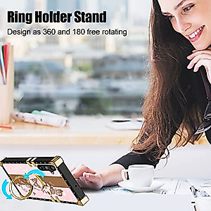 B-wishy for Samsung Galaxy A13 5G Phone Case, Glitter Crystal Butterfly Heart Floral Slim TPU Bling Diamond Rhinestone Cute for Girls Women with Ring Stand+Strap for Galaxy A13 5G(HD Pink)