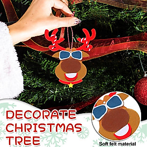 Poen 36 Pcs Christmas Felt Crafts for Boys Girls Christmas Elk Reindeer Ornaments Felt Crafts Kit Holiday DIY Art Craft for Xmas Tree Party Decoration Supplies