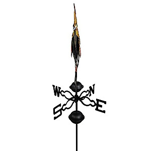 Westcharm 48 in. Crowing Metal Rooster Weathervane | Wind Wheel Decorative Garden Stake with Rooster Ornament | Chicken Garden Weather Vane