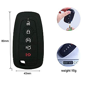Car Remote Key Cover Fob Silicone Outer Case for Ford Escape Explorer Edge Flex Focus Taurus Lincoln Mks Mustang Outer Casing Shell Jacket Protector 5 Buttons (Blue+red+Black)