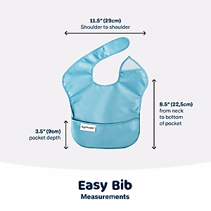 Tiny Twinkle Mess-Proof Baby Bib - Waterproof Bib for Baby Boy or Girl - Machine Washable - Adjustable Closure - PVC, BPA, & Phthalate Free - Great for Travel - Baby Food Bibs (3 Pack, Slate, Olive)