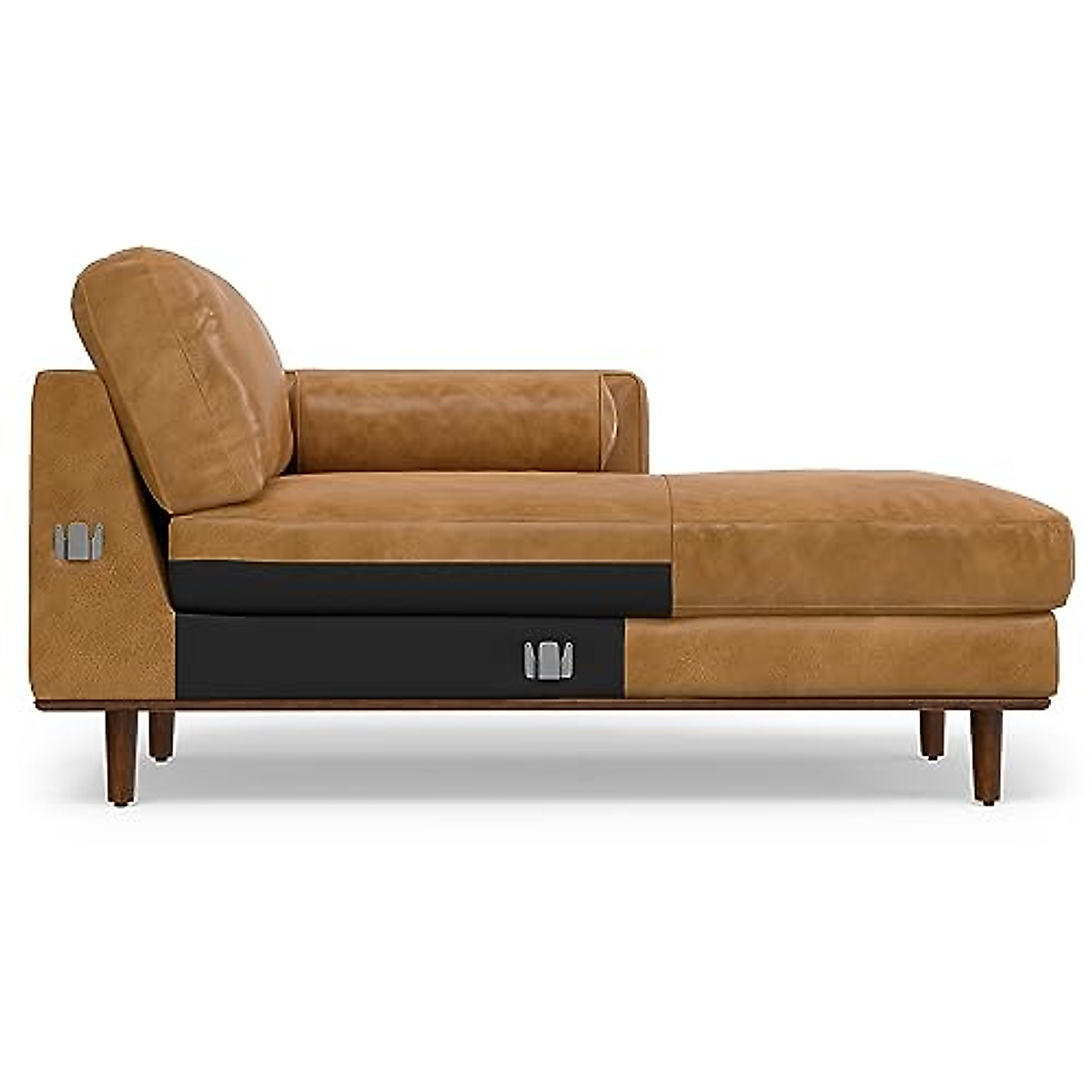 SIMPLIHOME Morrison Right Sectional Sofa in Full-Grain Genuine Leather, Sienna, 102-inches Wide, L-Shaped Leather Couch with Right Chaise for the Living Room and Family Room