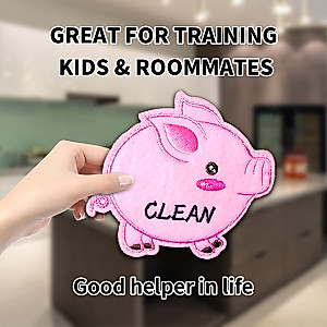 Handmade Felt Piggy Clean Dirty Magnet for Dishwasher, Oxepleus Funny Dishwasher Magnet Clean Dirty Sign, Double Sided Strong Kitchen Flip Indicator