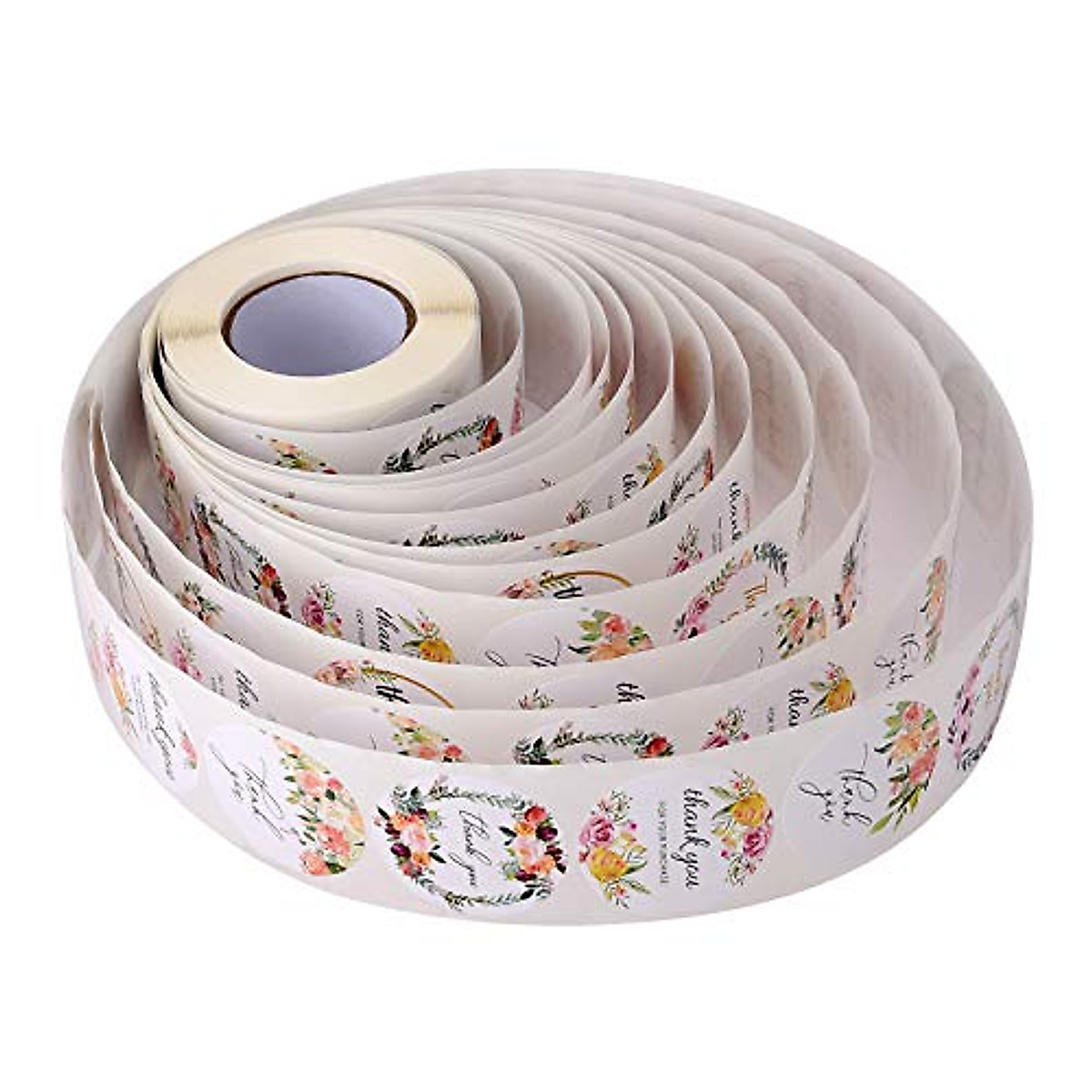 Avamie 1000 PCS Thank You Stickers Rolls, 1.5 inch Thank You for Supporting My Small Business Stickers, 16 Unique Designs, Thank You Stickers Labels 2 Rolls (Floral and Greenery)