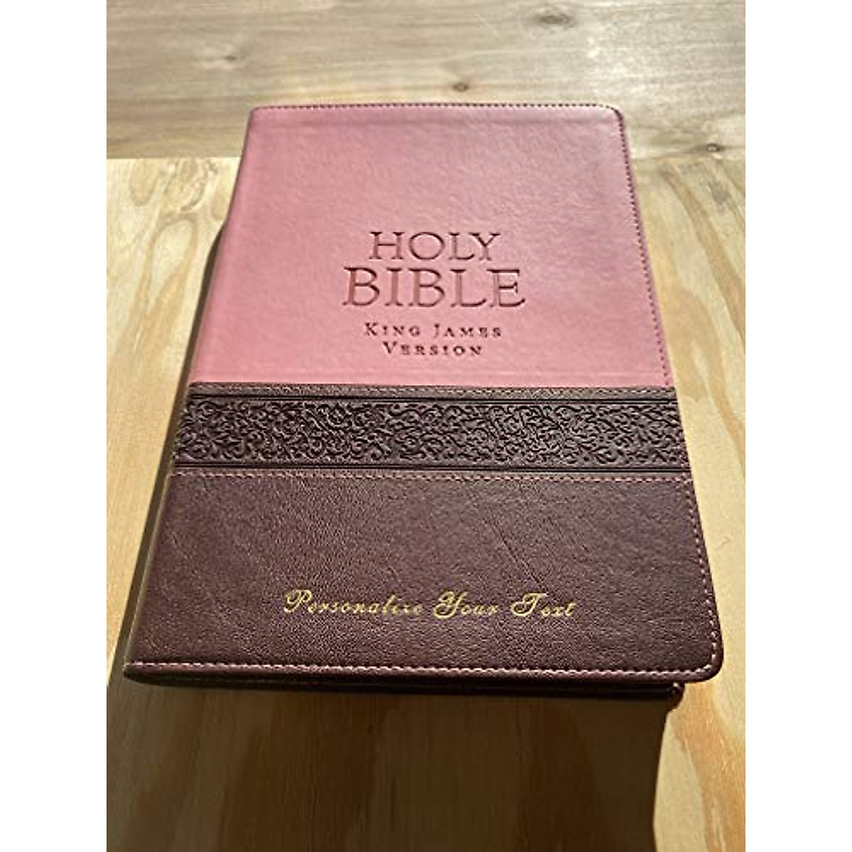 Personalized Bible Custom Text Your Name KJV Large Print Edition Two-Tone Pink/Brown King James Version Bible Custom Made Gift for Baptism Christenings Birthdays Celebrations