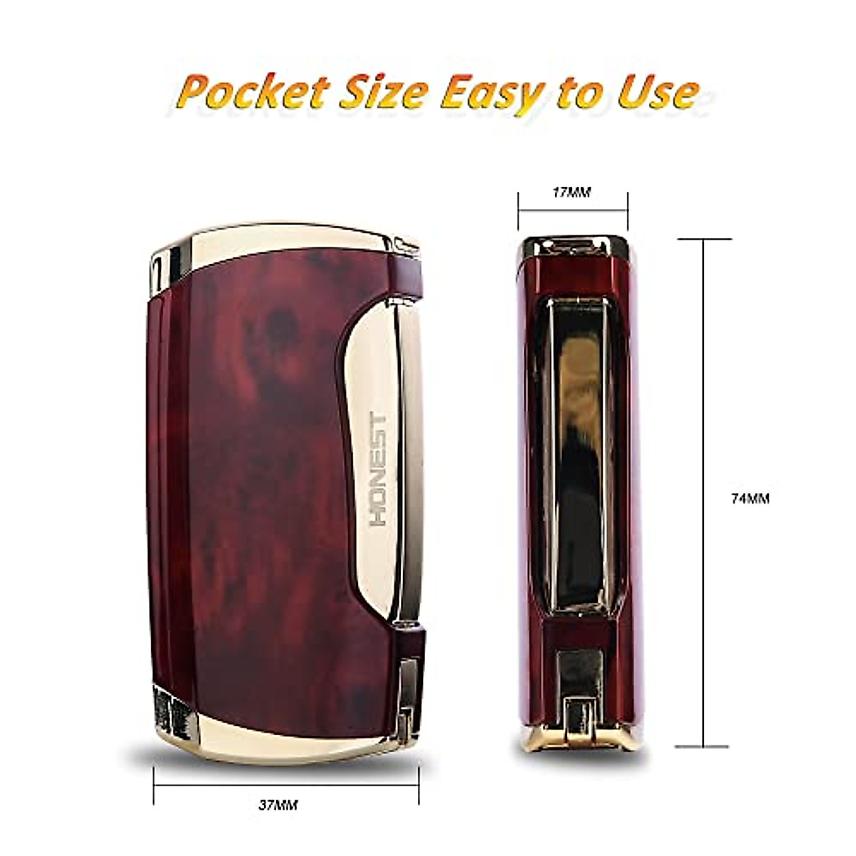 PROMISE Torch Lighter Double Jet Flame Cigar Lighter (Brown Grain)