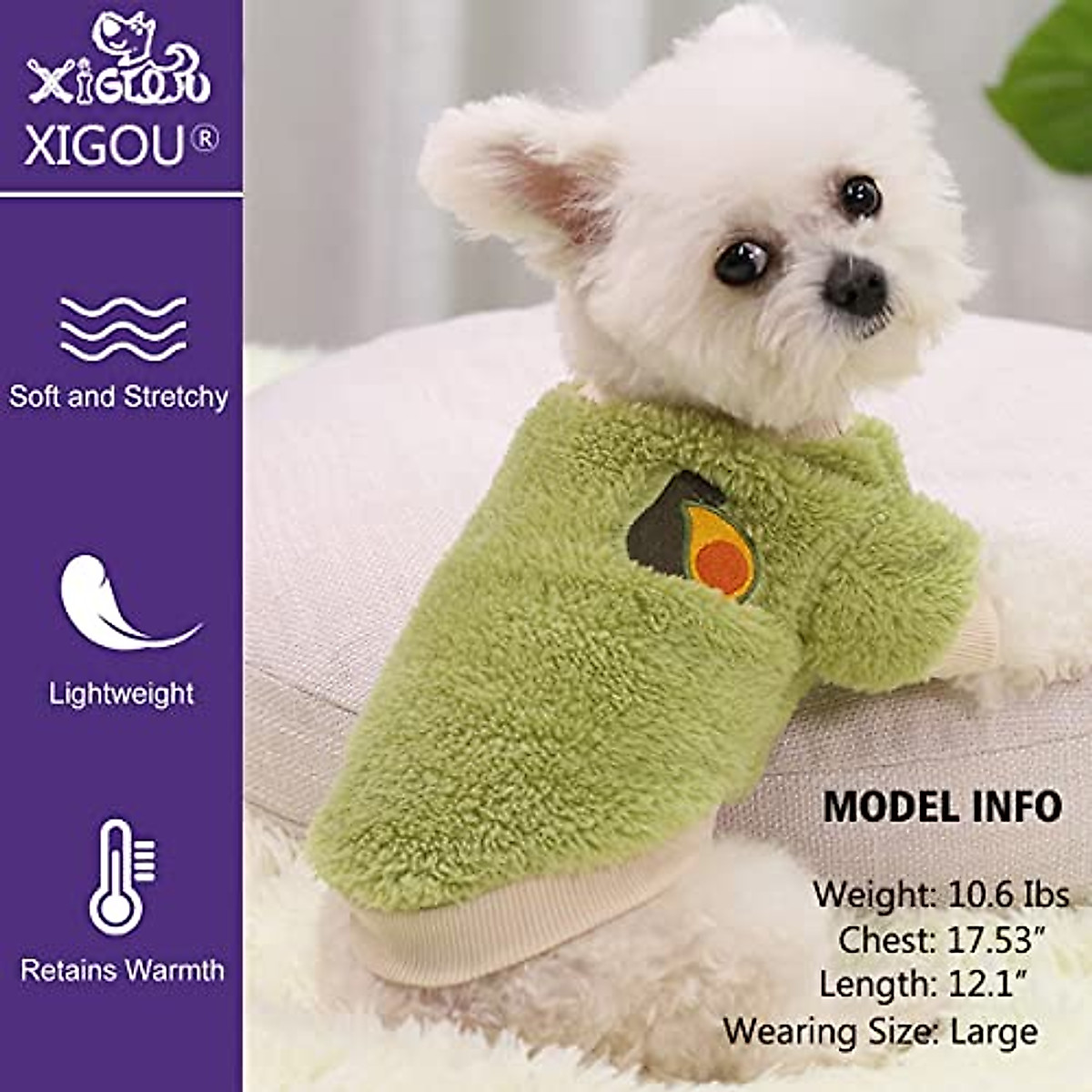 XIGOU 2-Pack Dog Sweater, Puppy Dog Sweaters for Small Dogs, Winter Warm Puppy Pet Coat Soft Sweaters Dog Clothes for Small Dogs Girls Boys, Cat Apparel, Red, Green, X-Large