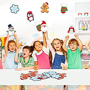 45 Pieces Mini Winter Cutouts for Classroom Snowflake Snowman Santa Gingerbread Christmas Cutouts with 100 Pieces Adhesive Glue Point Dots Winter Bulletin Board Classroom for Toddler Kids Preschool