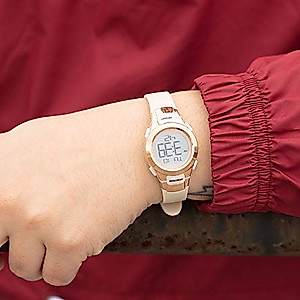 Armitron Sport Women's 45/7012PBH Rose Gold-Tone Accented Digital Chronograph Blush Pink Resin Strap Watch