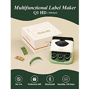 MakeID HD(300dpi) Label Maker Machine with 4 Rolls Tape, Bluetooth Multifunction Label Printer Available for Smartphone, Smart Sticker Maker with Multiple Templates for Office Home Organization