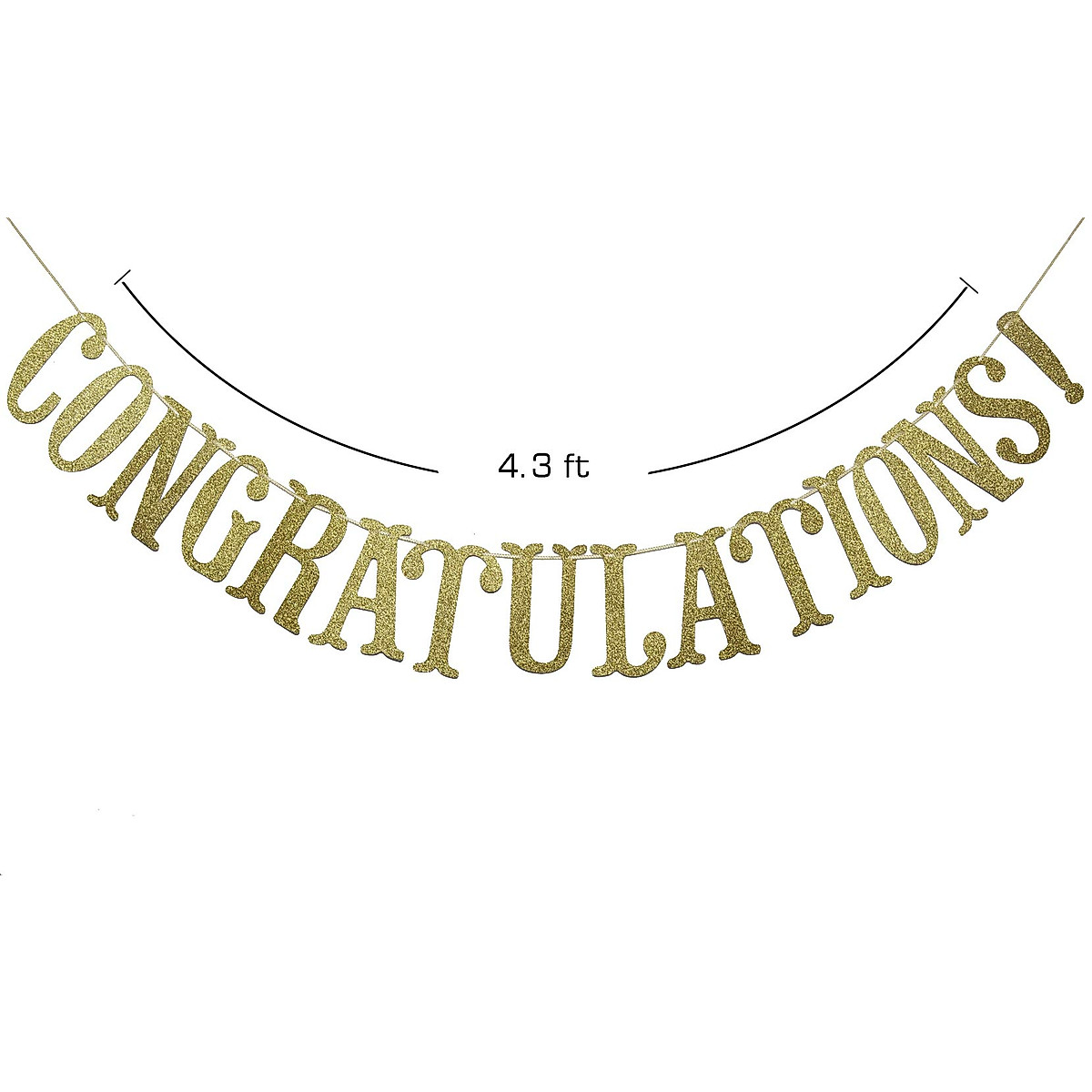 Congratulations Gold Glitter Sign Banner- Graduation, Wedding, Retirement Party Supplies Decorations (Gold)