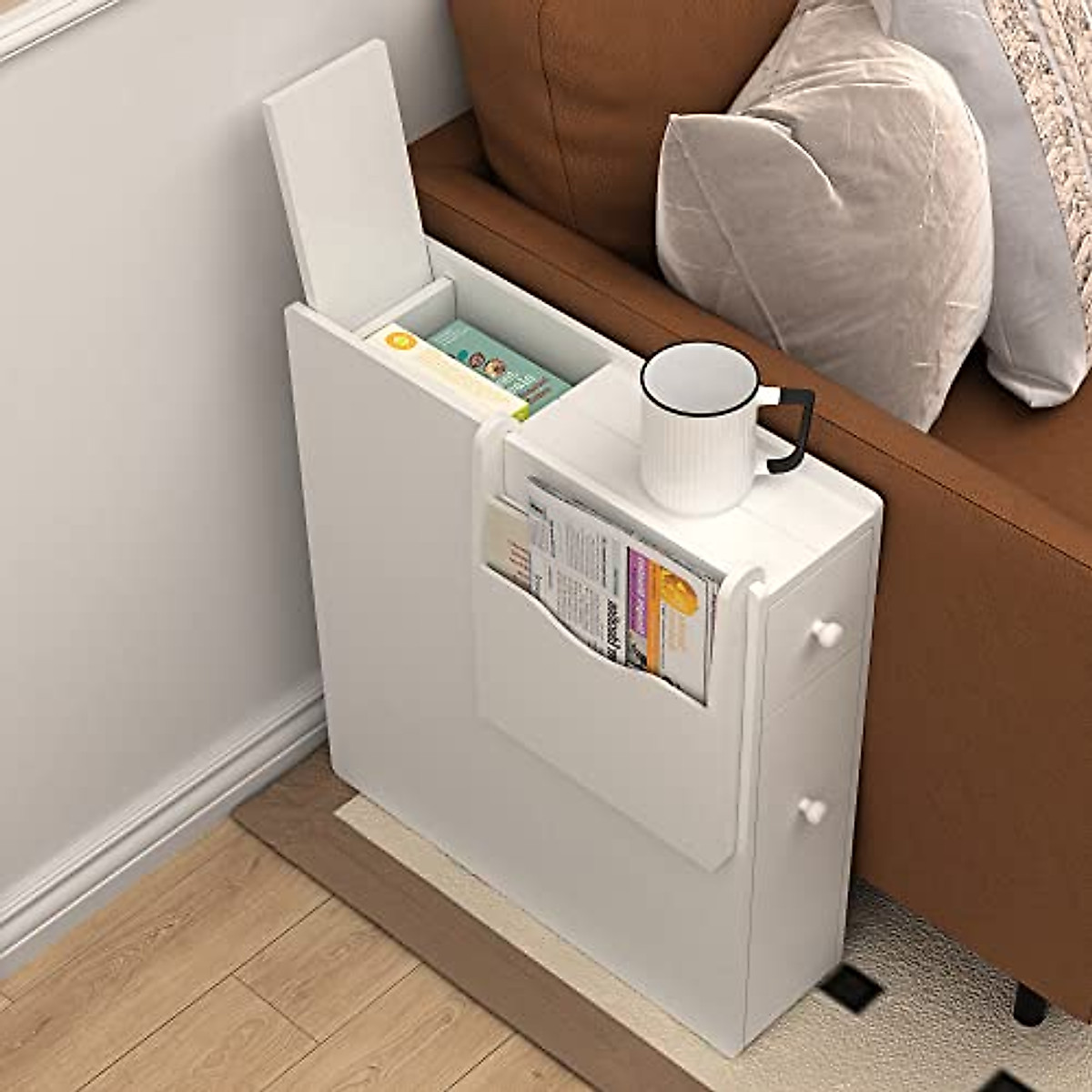 Organizedlife Freestanding Bathroom Cabinet, Wooden Floor Cabinet Toilet, Paper Holder Organizer, Toilet Paper Holder, Corner Cabinet Without Assembly