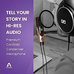 Apogee Hype Mic - USB Microphone with Analog Compression for Capturing Vocals and Instruments, Streaming, Podcasting, and Gaming