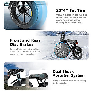 Electric Bike V8 20 inch 750W Adult Electric Bike With 48V 15Ah Removable Battery,Max Speed 28 MPH Pedal Snow Bike 20 inch Fat Tire Electric Mountain Bike, Smart Digital Screens,60 Miles Long Range