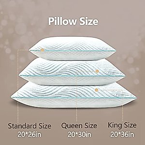 Smilereve Pillows Queen Size Set of 2 Cooling Memory Foam Pillows for Sleeping Adjustable Firm Pillow for Back and Side Sleeper