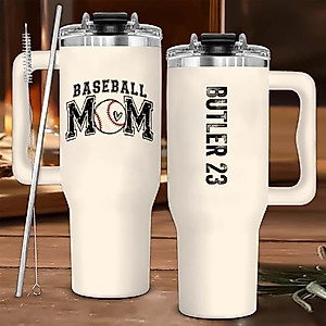 Noni Personalized Baseball Mama Tumbler, Baseball Mom Gift, New Moms Gifts, Mother's Day Gift, Mama Tumblers With Handle And Straw, Birthday Gifts For Women, Christmas