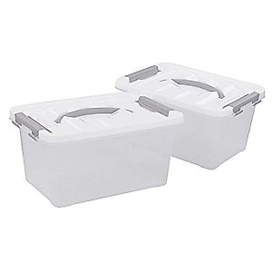 Saedy Clear Plastic Storage Bins/Containers, Multi-purpose Storage Box 6 Quart, Set of 2