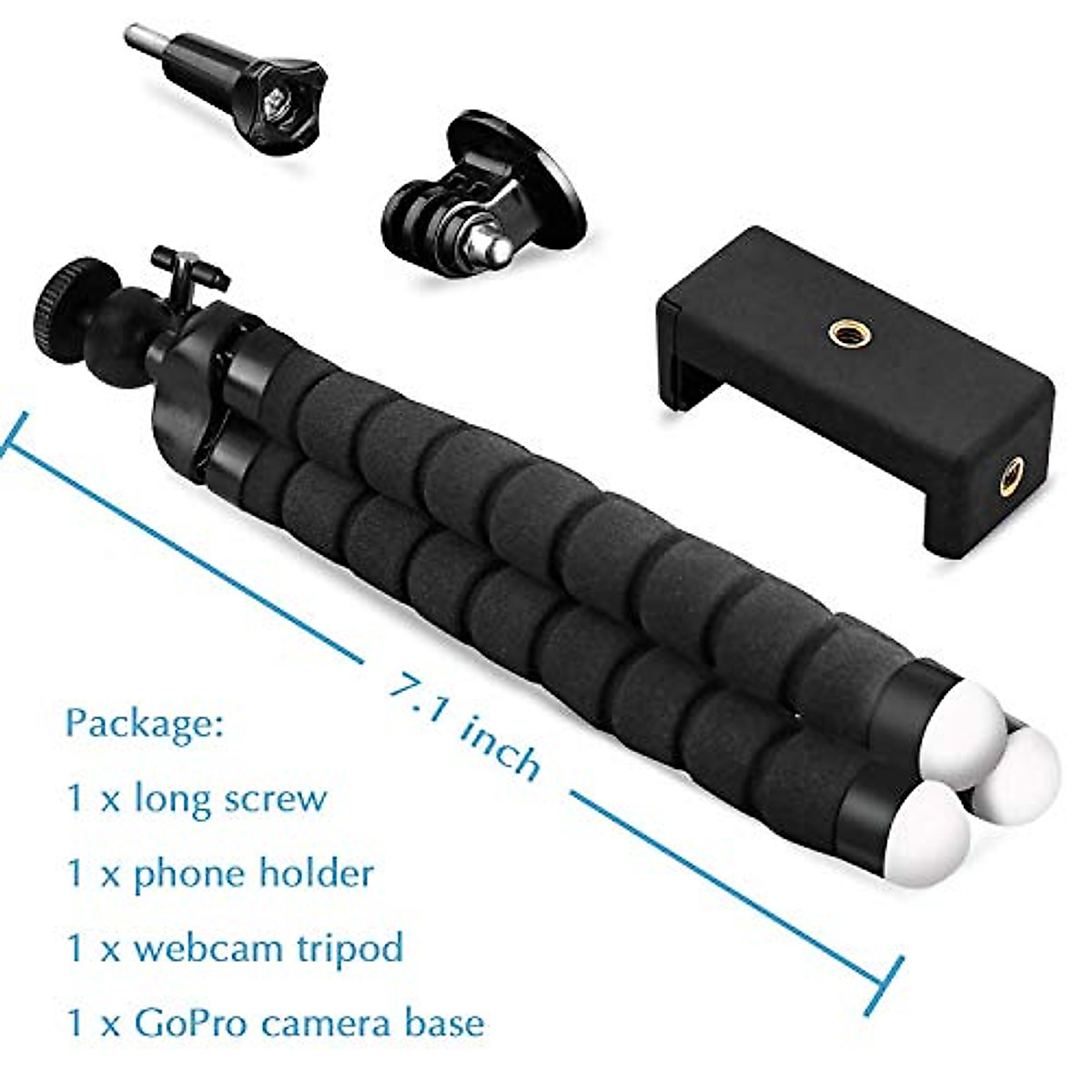 Flexible Webcam Stand and Cell Phone Tripod with Holder for Logitech and Nexigo Webcam, GoPro Camera and More.