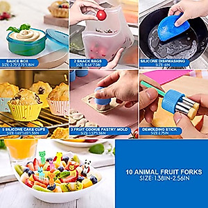 27Pcs Bento Box Kids,XIANKE Lunch Box Kit,1300ML Container for Kids/Adult/Toddler,Durable Leak-proof 4 Compartments Box with Spoon Fork Bag Accessories,Microwave Dishwasher Freezer Safe,BPA-Fre