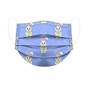 Leutsin 50PC Easter Face Masks Disposable for Adult Happy Easter Paper Holiday Mask with Rabbit Designs for Women Men (Bunny #04)
