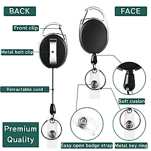 Simetufy 50Pcs Retractable Badge Holders, Heavy Duty Retractable Keychain, Badge Reels Retractable with Carabiner, Badge Clips Retractable with 26" Retractable Cord, Key Ring