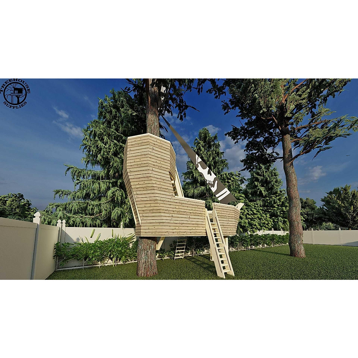 The Pirate Ship © 1 Tree 2 Post Treehouse Plan