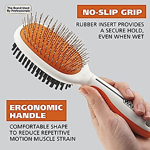 Wahl Premium Pet Double Sided Pin Bristle Brush with Patented Stacked Pin Design - Removes Loose Hair & Stimulates the Skin while Creating a Soft Coat Shine - Model 858501