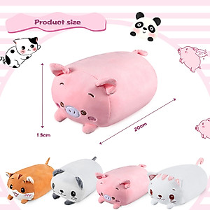 Skylety Plush Toys Set, 4 Pieces Cute Panda/Pig/Squirrel/Cat Stuffed Animal Toy Decoration Cuddly Plush Pillows Hugging Pillow Kawaii Plush Toy Comfortable Cushion Toy Gifts for Valentine, Birthday