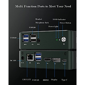 Mini PC, Intel i7-8565U(up to 4.6GHz) Mini Desktop Computer, 16GB DDR4 512GB NVMe SSD Mini Computers Windows 11 Pro, 4K Triple Display Output, Iris Xe Graphics, RJ45 LAN WiFi6 BT5.2, USB 6 Ports