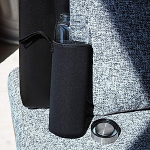 sunkey Glass Water Bottle 32 oz High Borosilicate with Neoprene Sleeve Leak Proof Lid Reusable Eco Friendly Bpa Free