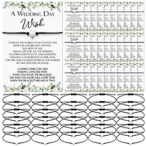 Sasylvia 50 Sets Wedding Favors for Guests Bracelets Bulk Adjustable Bracelets with Thank You Wish Cards for Wedding Party Gifts Bridal Shower Souvenirs(Greenery)