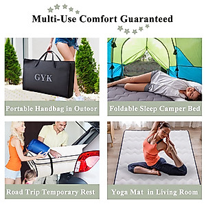GYK Thicken Memory Foam Mattress Topper,Foldable Camping Road Trip Japanese Floor Futon,Tatami Mat Sleeping Pad,Knitted air Layer Cotton Fabric,Four-Sided Has Breathable Mesh,Cool Sleep