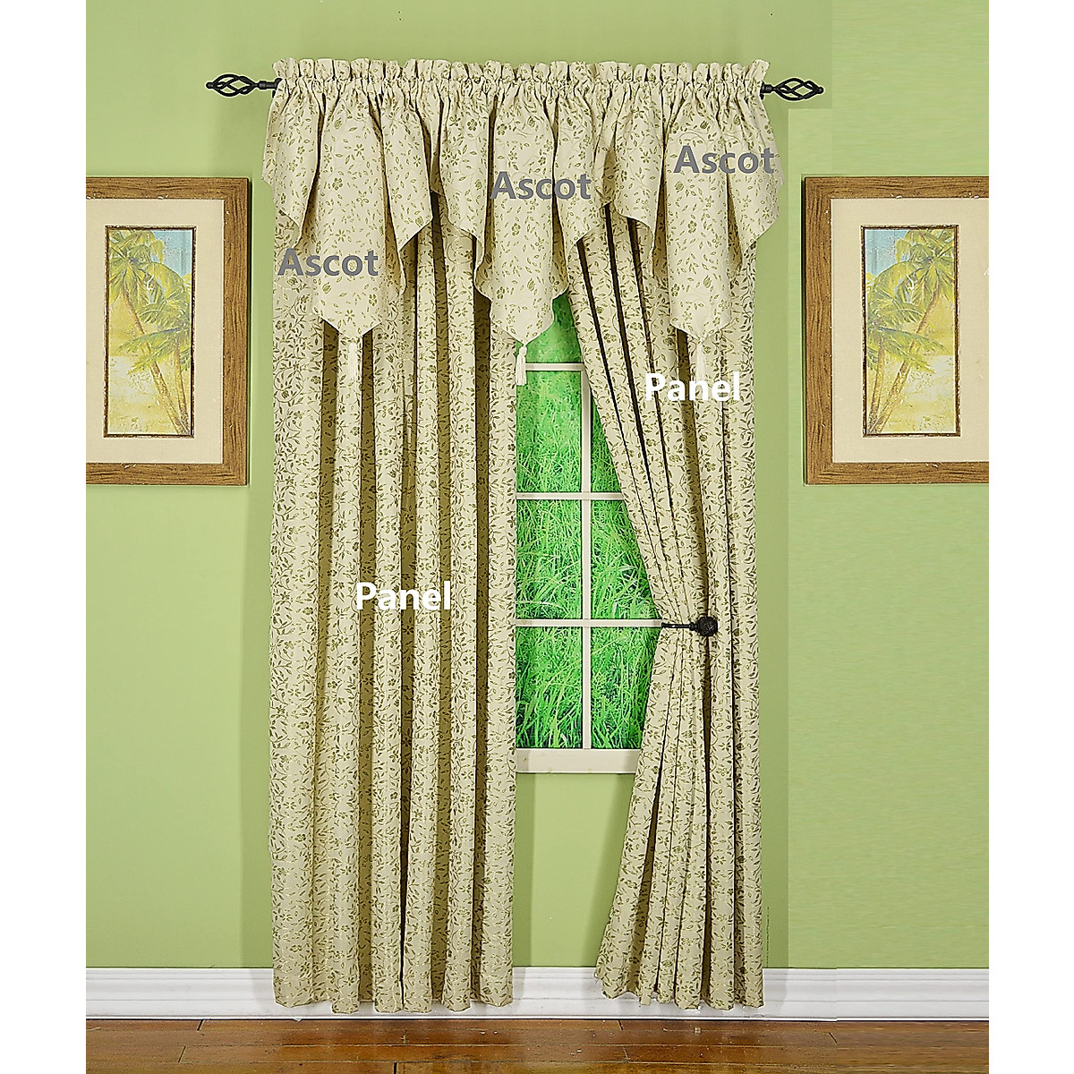 Today's Curtain Lexington Ascot 40" W x 25" L, Ecru/Sage