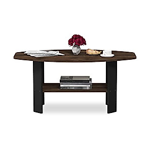 Furinno Simple Design Coffee Table, Columbia Walnut/Black