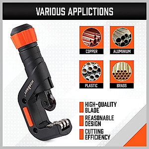 HORUSDY Pipe Cutter | Tubing Cutter 3/16" - 2"O.D | Mini Tubing Cutter 1/8" - 7/8" | Copper Pipe Cutter Tool with Deburring Tool, Copper Cutter, for Copper, and Thin Stainless Steel Tube