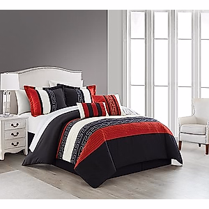 Chic Home - CS1213-212-AN Carlton 6-Piece Comforter Set, King Size, Black