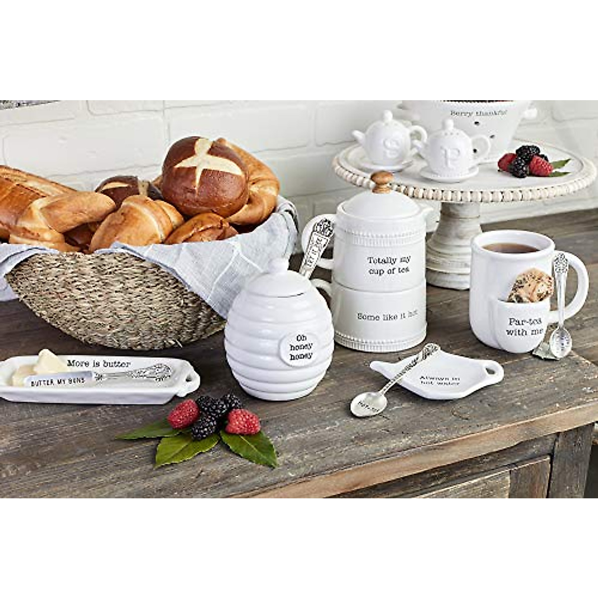 Mud Pie Circa Thanksgiving Butter Dish, White