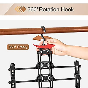 2 Packs Pant Skirt Hangers with Clips, DILIBRA 6 Layers Plastic Space Saving Pants Rack Cloth Hangers, Foldable Closet Storage Organizer for Pants Jeans Slack Trousers Skirts Scarf Towels