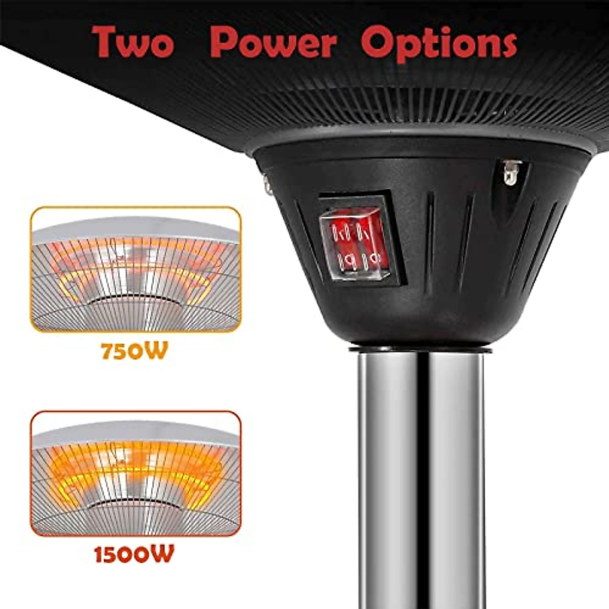 Kismile Patio Heater, 2 Heating Mode 750W/1500W & IP34 Waterproof, Tip-over Protection Freestanding, Electric Infrared Heater for Outdoor/Indoor Use, Ideal for Garage/Garden/Home, Outdoor Heater