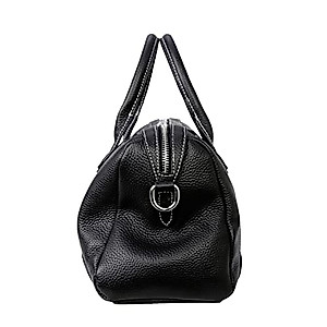 Iswee Genuine Womens Leather Handbags Tote Bag Doctors Bag Purse with Top Handle (Black)
