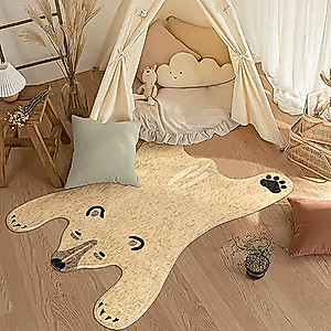 LIVEBOX White Bear Kids Rug for Nursery,36"x53" Washable Area Rug for Bedroom,Non-Slip Soft Rug for Bathroom,Animals Playroom Rug Floor Door mat for Kids Room Tent Entryway