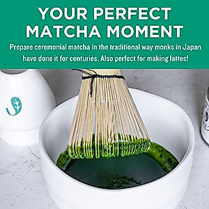 Jade Leaf Matcha Complete Matcha Ceremony Set - Includes: Bamboo Matcha Whisk & Scoop, Stainless Steel Sifter, Stoneware Bowl & Whisk Holder, and Prep Guide