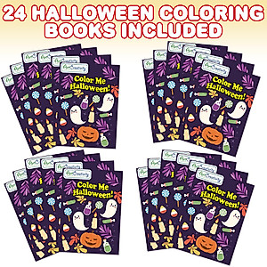 ArtCreativity Bulk 24 Pack Halloween Mini Coloring Book Kit, Each Set Includes 1 Small Coloring Booklet & 4 Crayons, Great Halloween Party Favors, Halloween Gifts for Kids & Non-Candy Halloween Treats